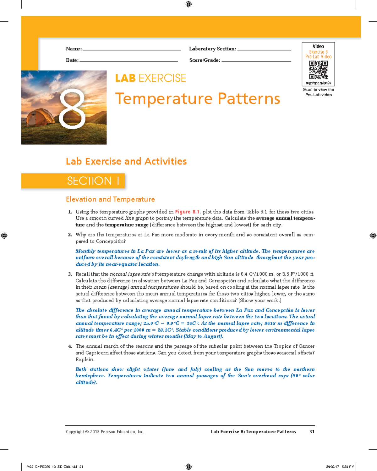 Lab Exercise 8: Temperature Patterns Analysis for Geosystems Lab - Studocu