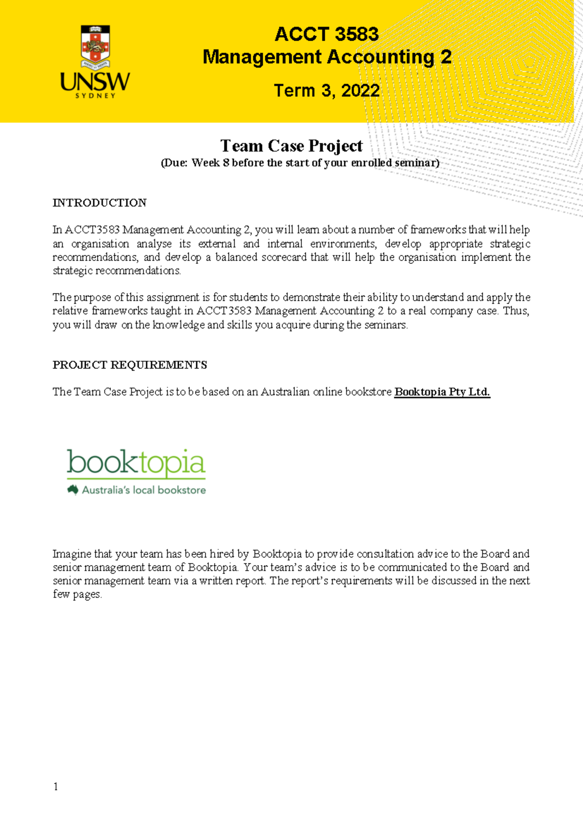 ACCT3583 Term 3 2022 Team Case Project - Requirements - ACCT 3583 ...