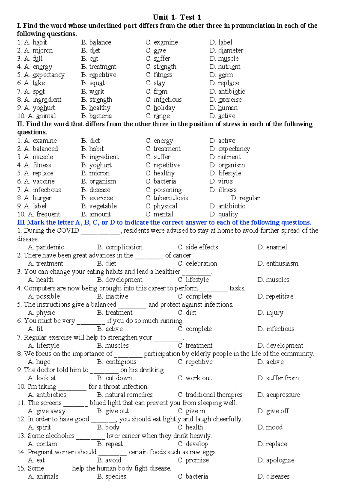 Bộ Test 2025 - Anh 11 - Global Success - Kỳ 1 - Unit 1 Test 1 - Studocu