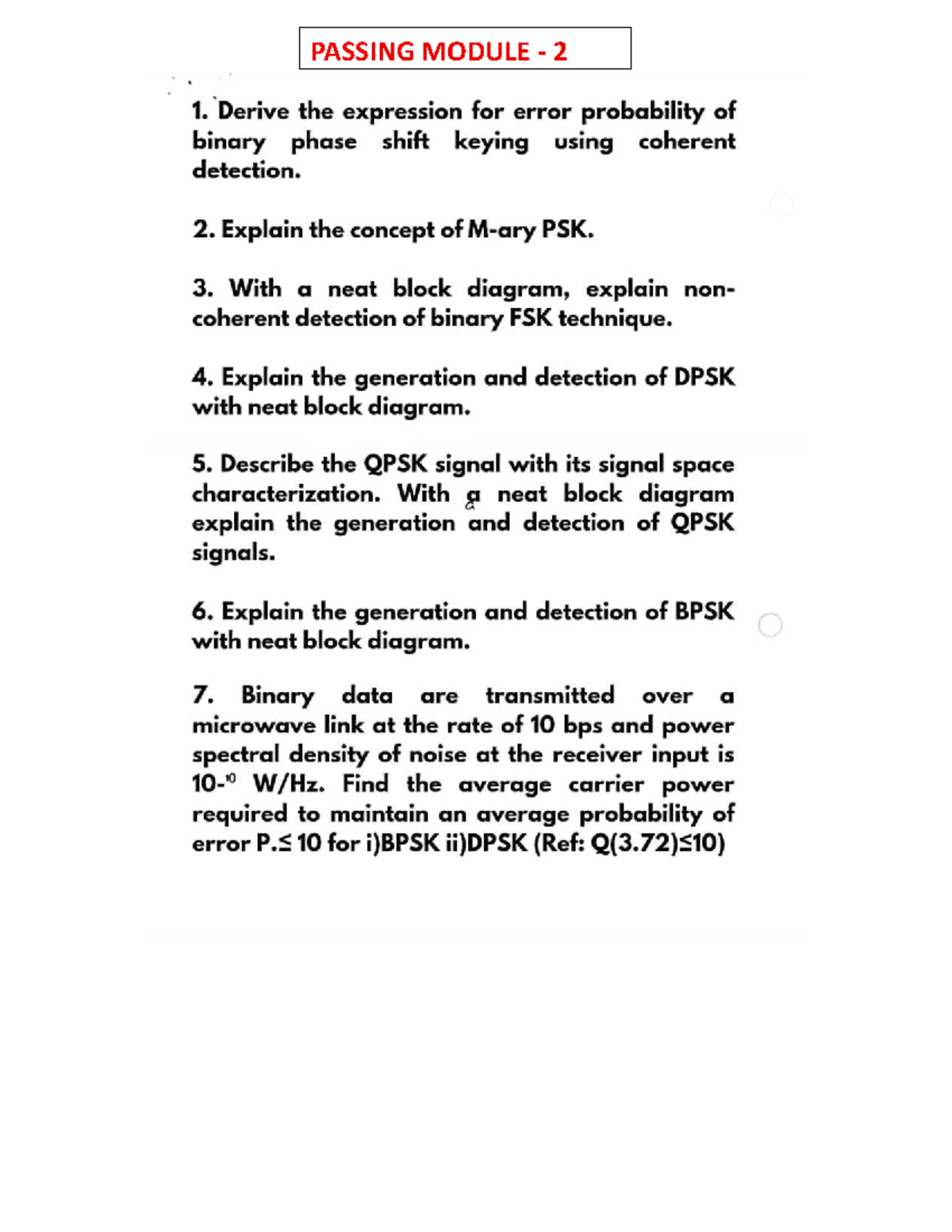 Module 2 - Error Probability in PSK and Coherent Detection Techniques ...