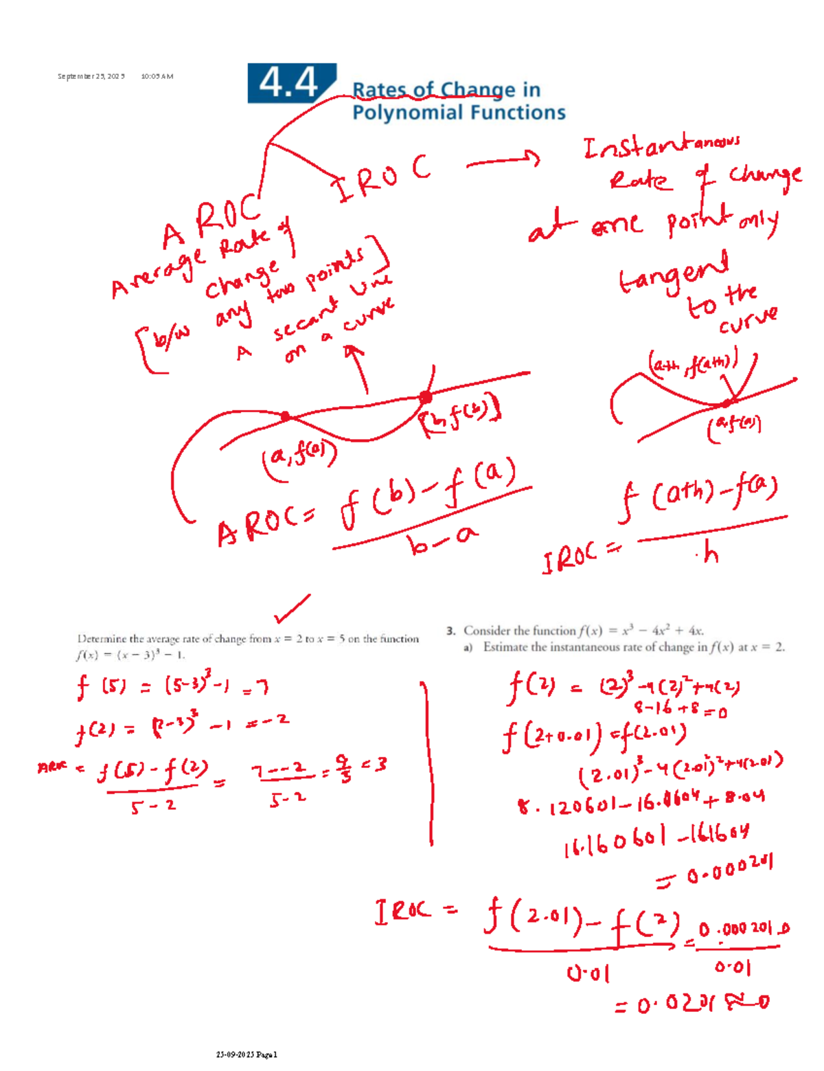 Rates of Change in Polynomial Functions - IROC & AROC Analysis - Studocu