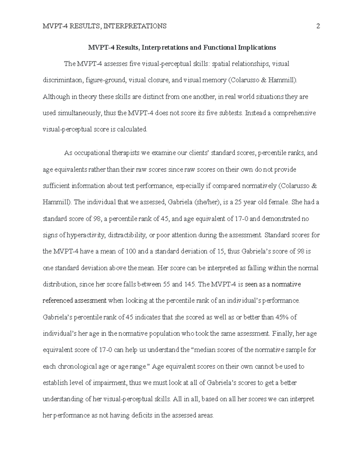 MVPT-4 Results: Interpretations & Functional Impact Analysis - Studocu
