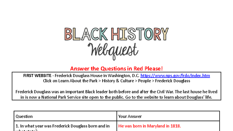 Douglas & Civil Rights Webquest: Key Questions & Answers - Studocu