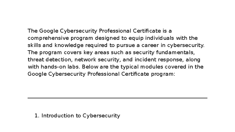 Google Cybersecurity Professional Certificate Overview and Modules ...