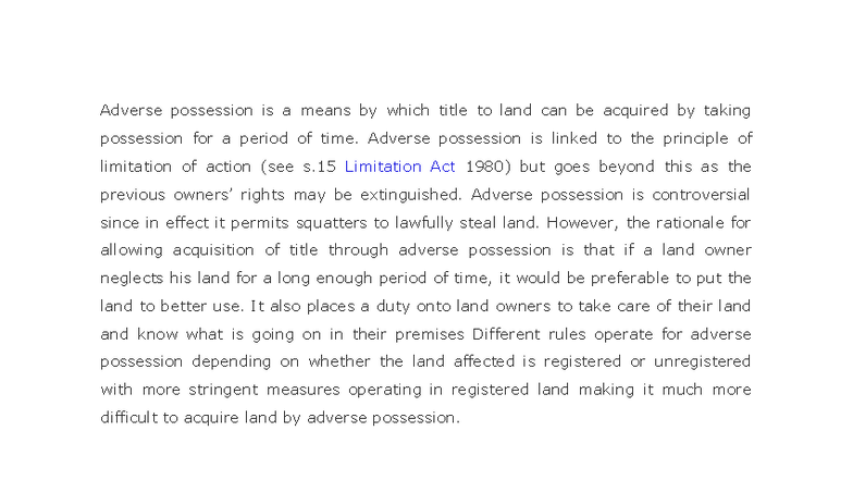 Adverse Possession Notes (Law 101): Understanding Land Title ...