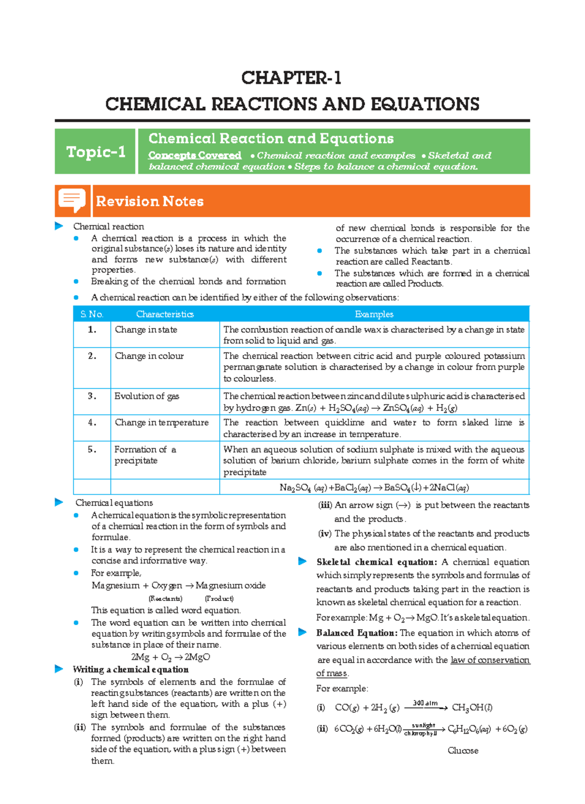 Revision Notes for Science (10th Grade) - Key Concepts and Topics - Studocu