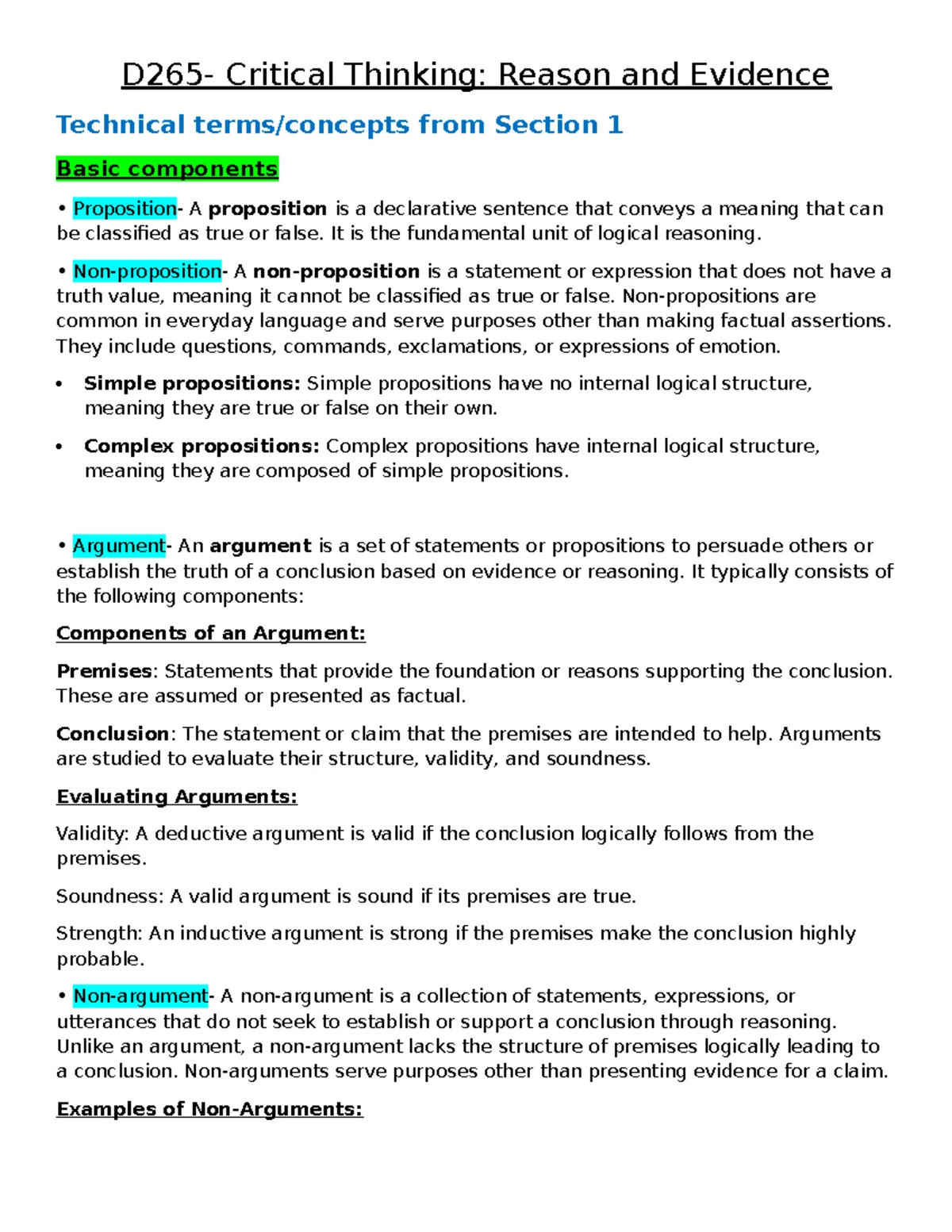 D265 - Key Terms in Critical Thinking: Reason and Evidence Explained ...