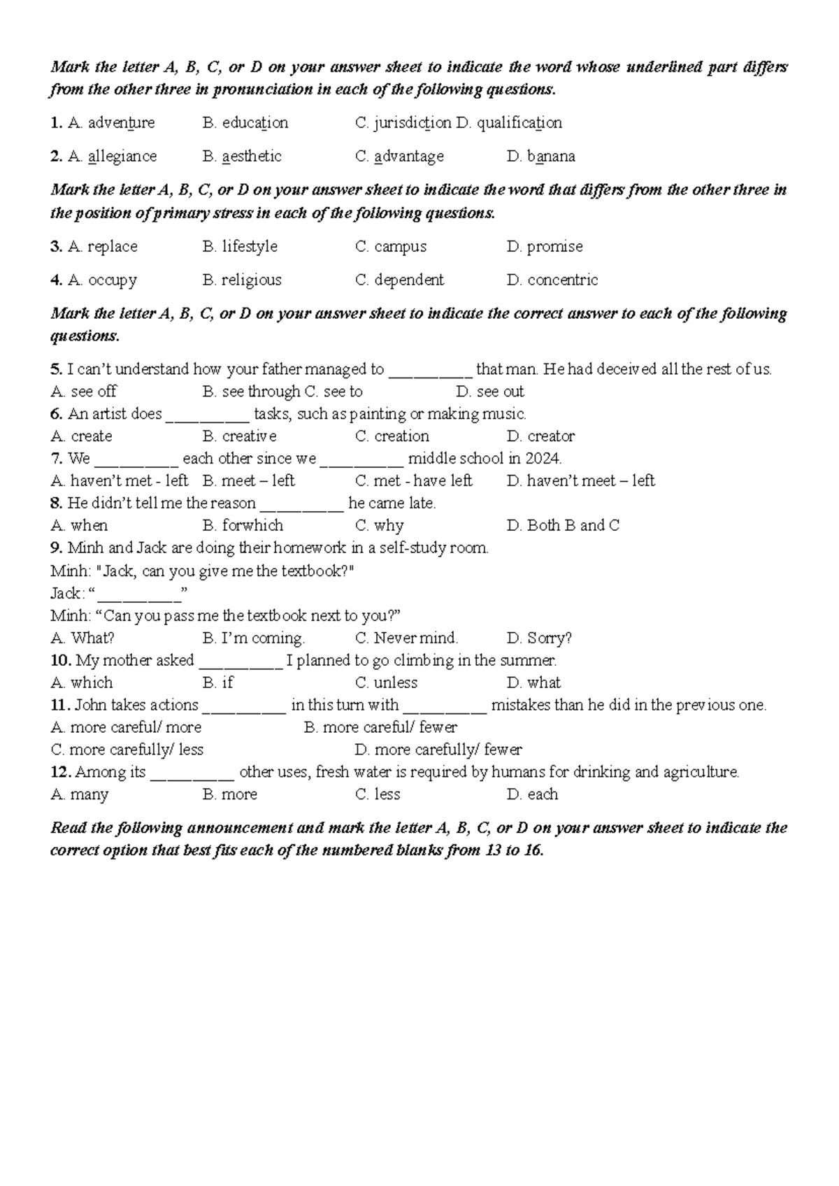 Thuvienhoclieu.com - 10 Practice Tests for English Exam 10th Grade ...