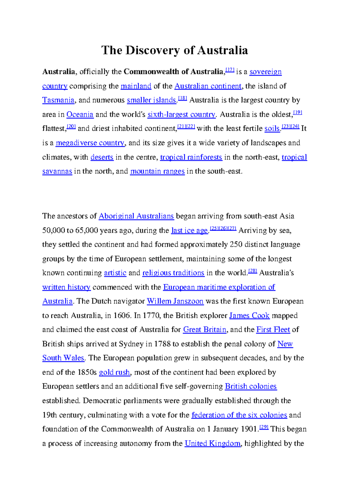 The Discovery of Australia - The Discovery of Australia Australia ...