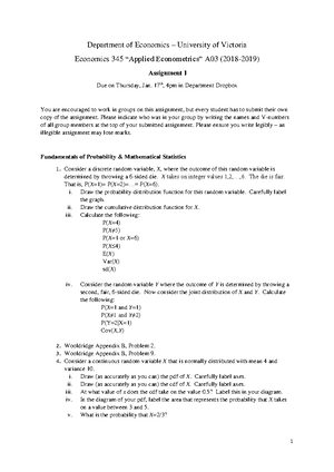 Tutorial work - problem set 4 + solutions - Economics 345 Applied ...