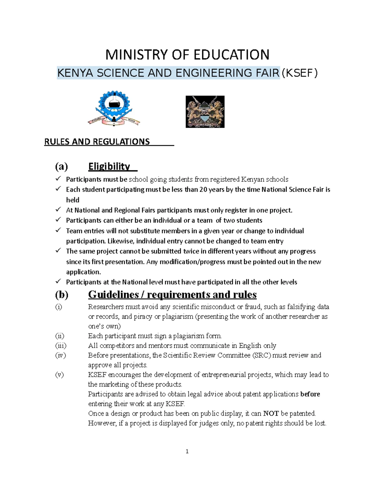 2. A KSEF Checklist AND Presentations - KSEF CHECKLIST TABLE OF ...