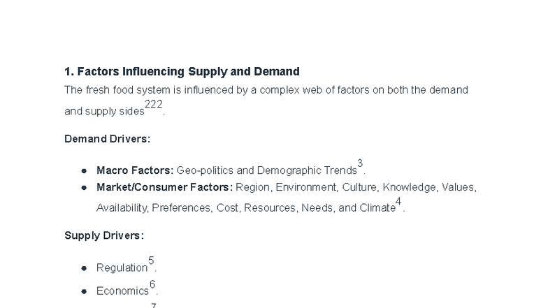 Week 1 Notes: Factors Influencing Supply & Demand in Food 2000 - Studocu