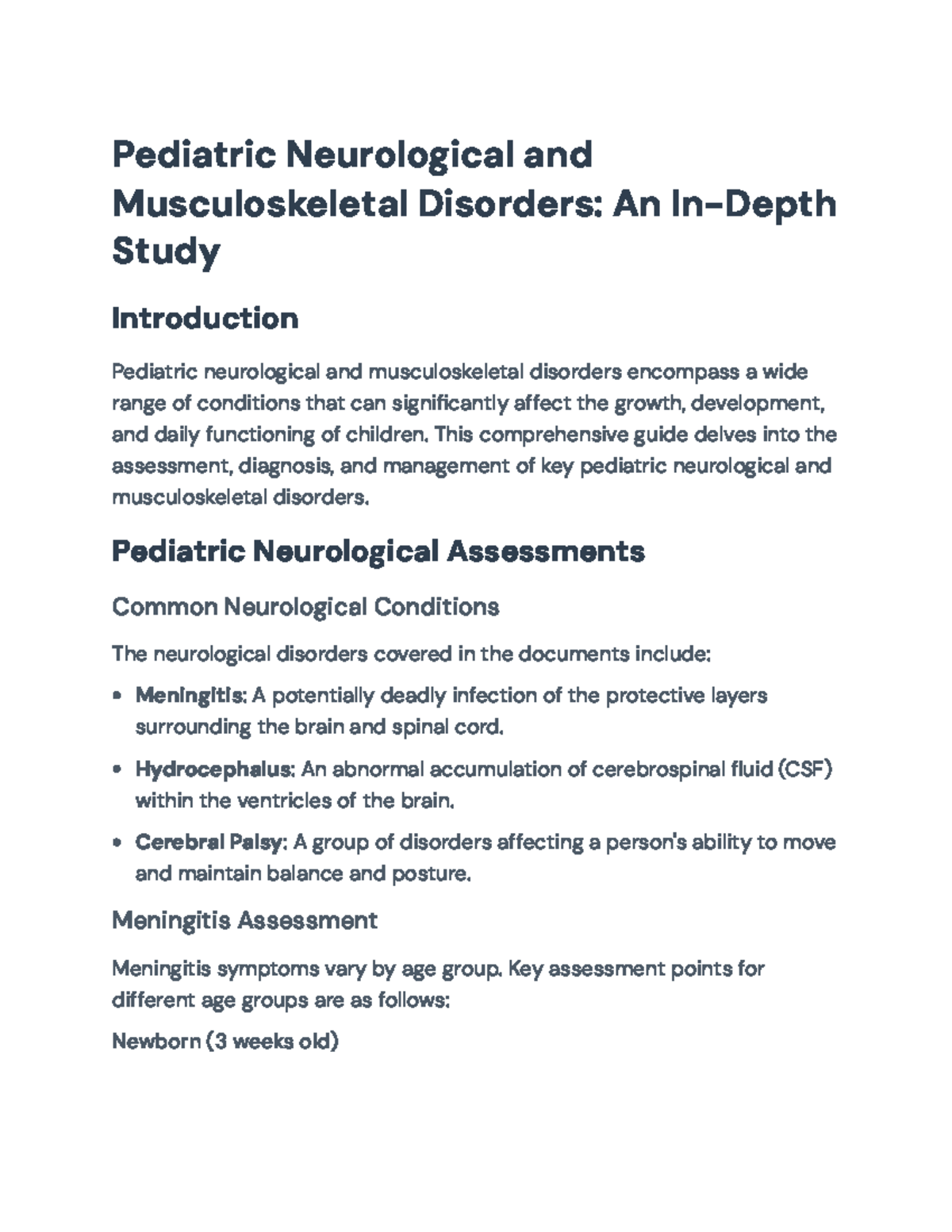 Pediatric Neurological and Musculoskeletal Disorders: Comprehensive ...
