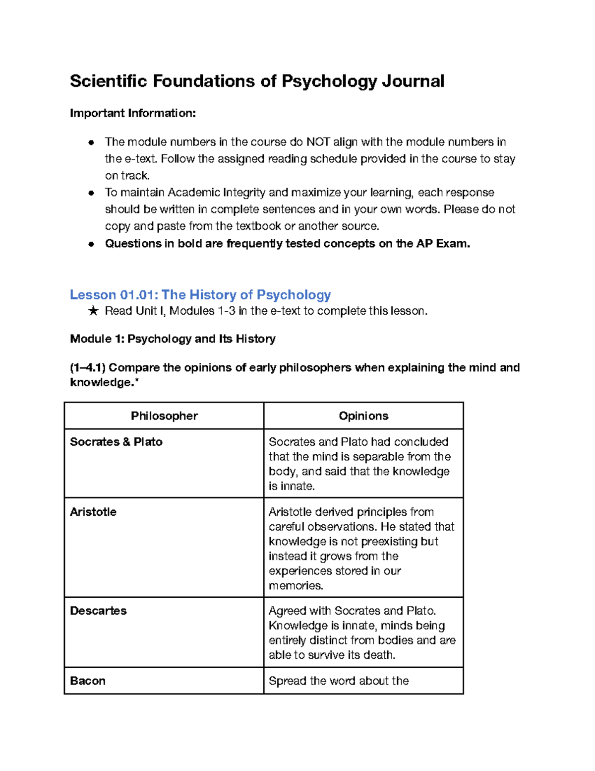 FLVS AP Psychology 1.06 Journal - Scientific Foundations of Psychology ...