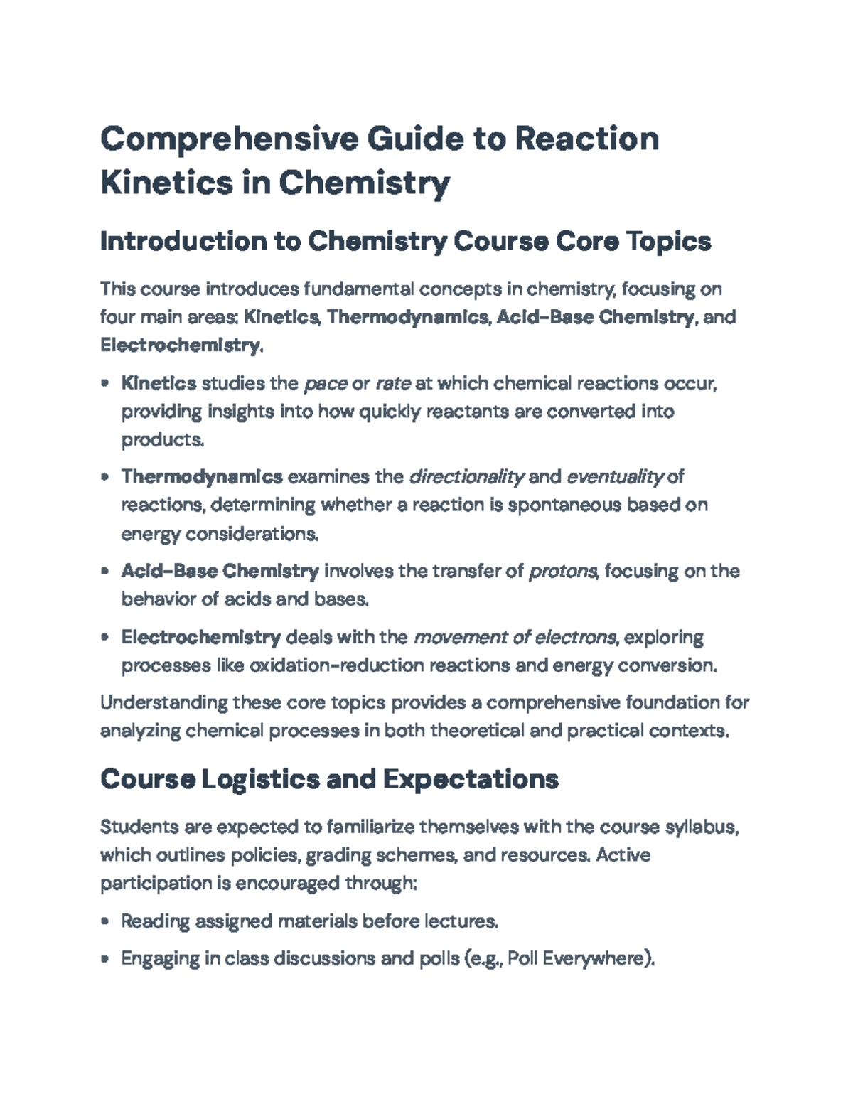 Comprehensive Guide to Reaction Kinetics: Intro to Chem Course Notes ...