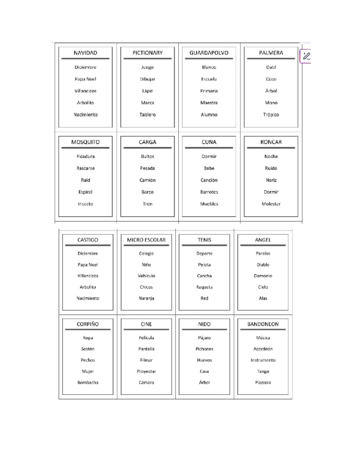 Título: Campo Semántico: Juego de Pictionary para Primaria - Studocu