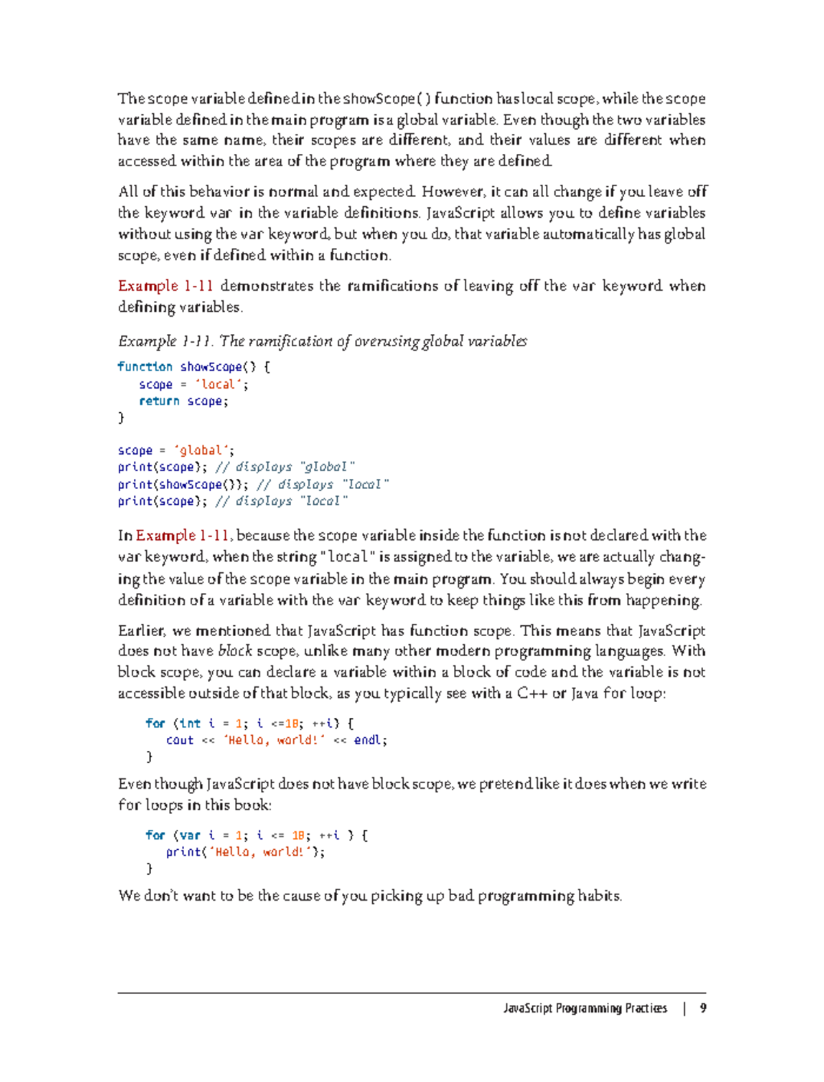 Data Structures and Algorithms with Java Script - The scope variable defined in the showScope ...
