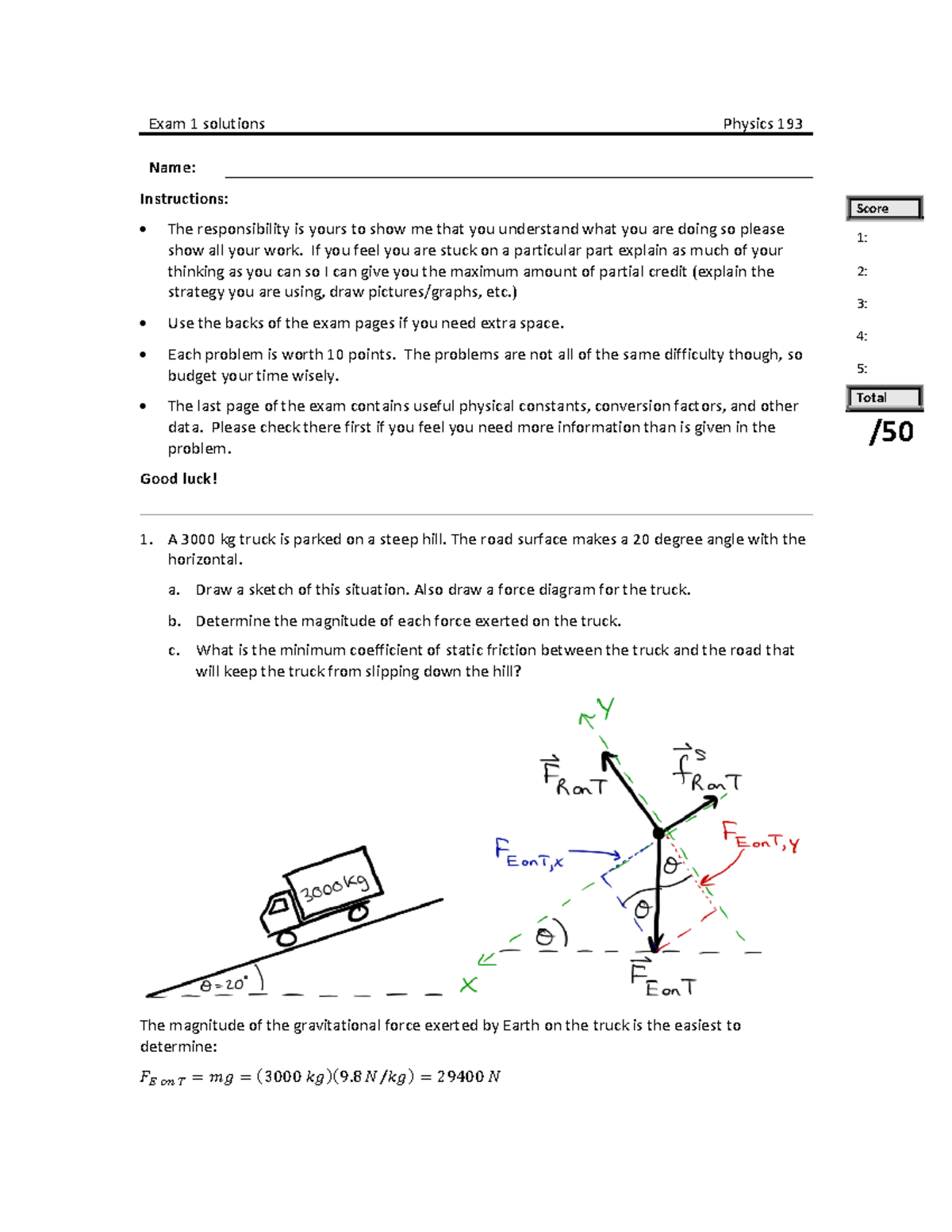 Physics 193 Exam 1 Solutions and Key Concepts Explained - Studocu