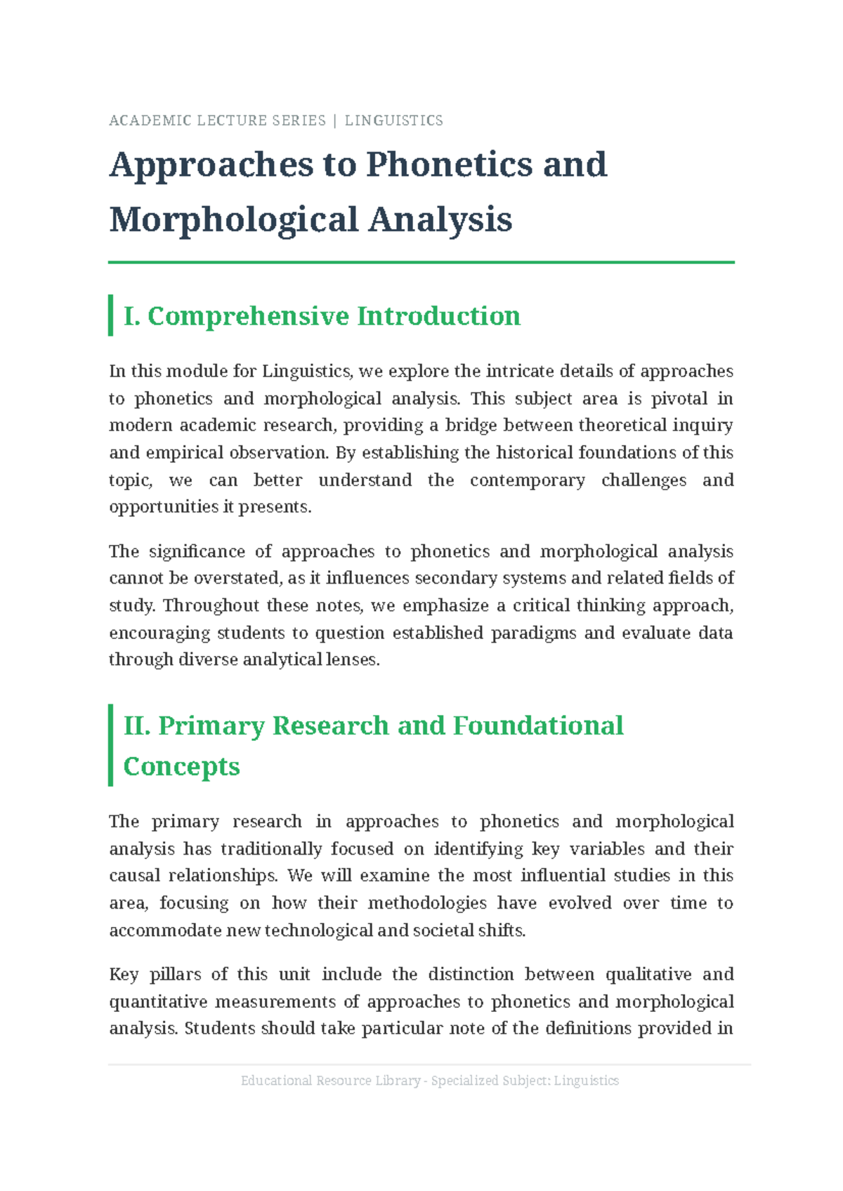 LING 101: Lecture Notes on Phonetics & Morphological Analysis - Studocu