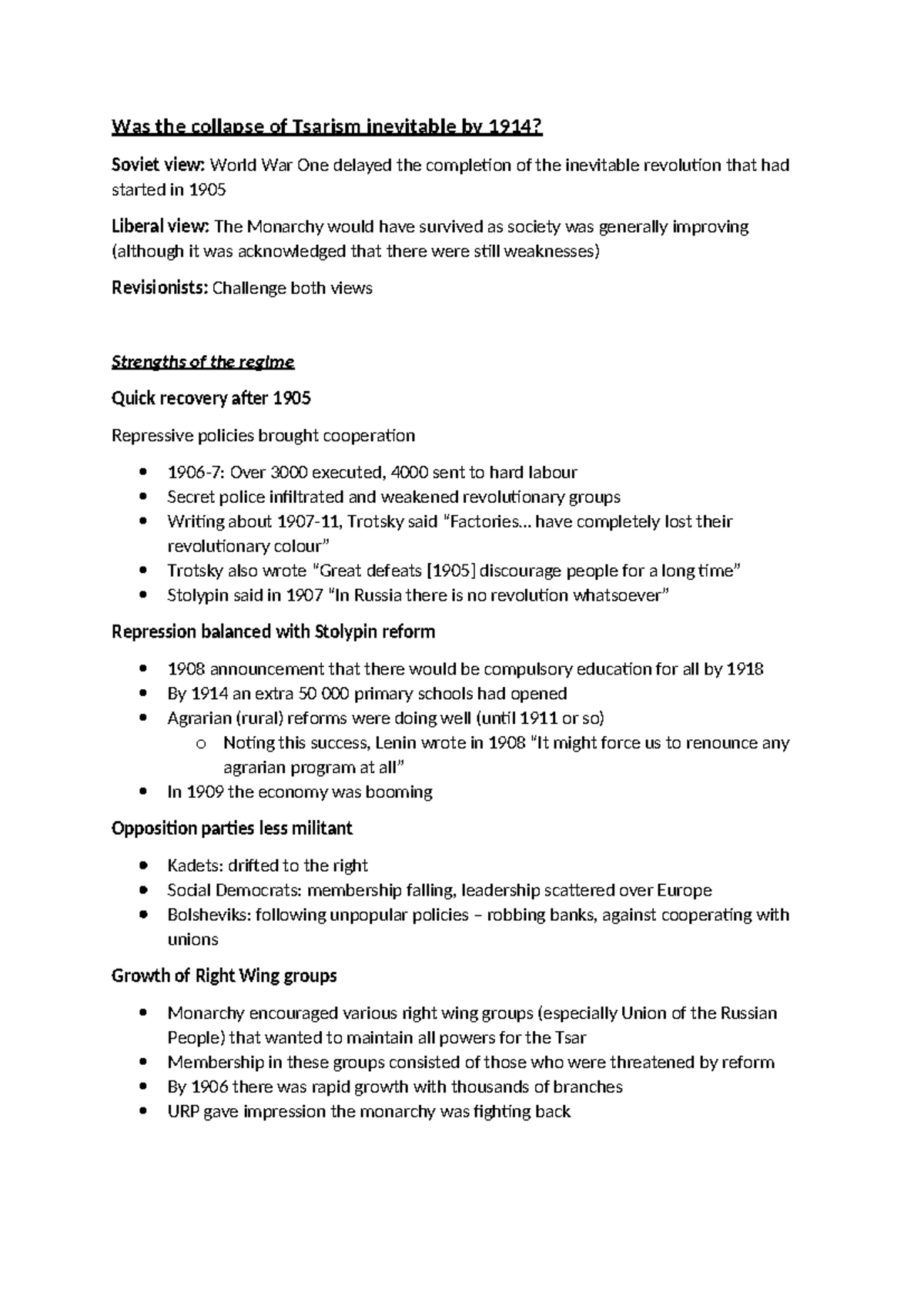 4. Was the Collapse of Tsarism Inevitable by 1914? Analyzing ...