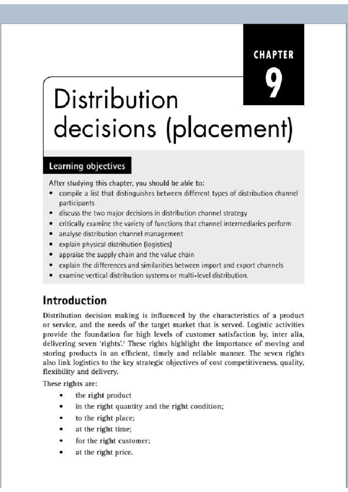 CHAPTER 9: Distribution Decisions (Placement) in Marketing Fundamentals ...