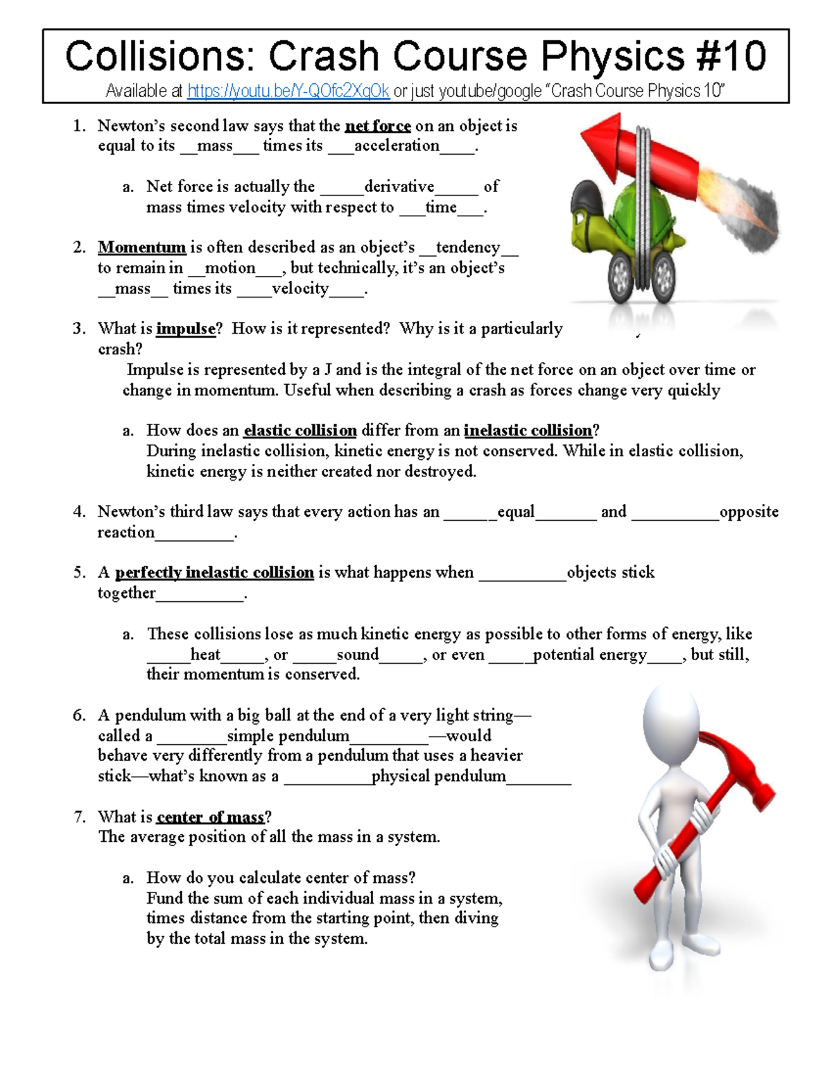 Crash Course Physics 10: Understanding Collisions and Momentum Concepts ...