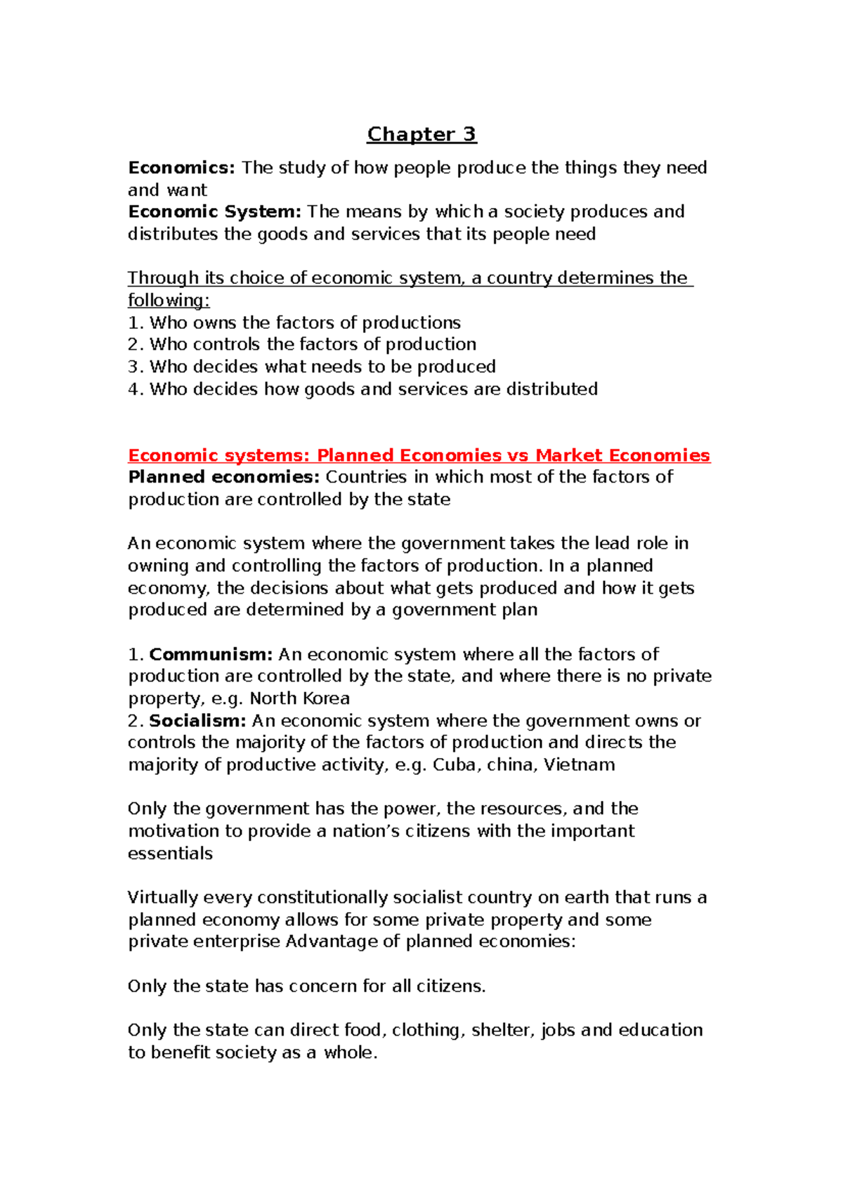 MGTA Chapter 3: Understanding Economic Systems and Their Impacts - Studocu