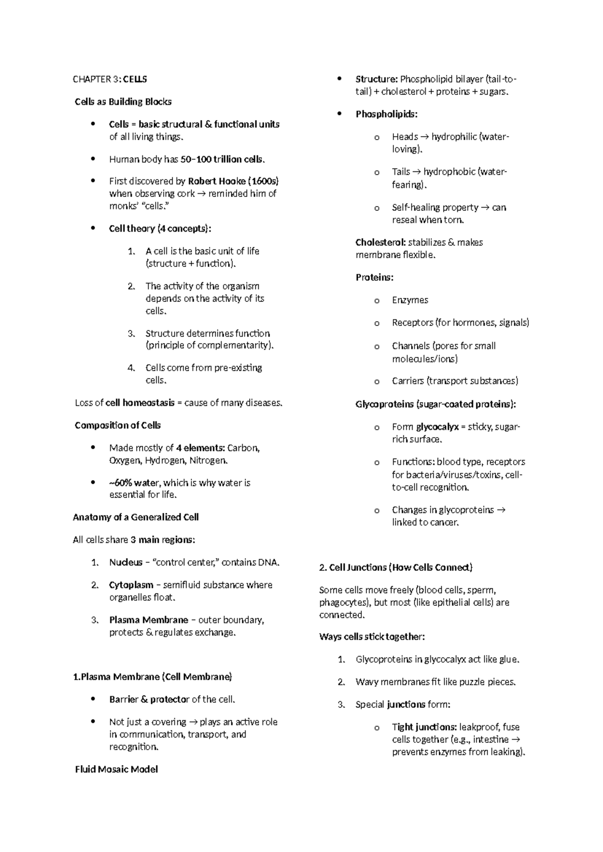 Chapter 3: Cells and Tissues Overview (ANAPHY) - Studocu