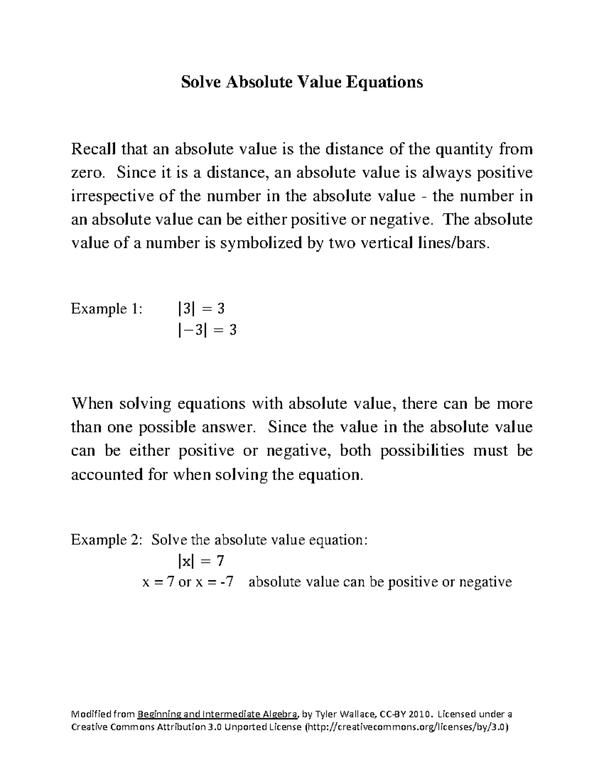 Solving Absolute Value Equations - Math Concepts & Examples - Studocu