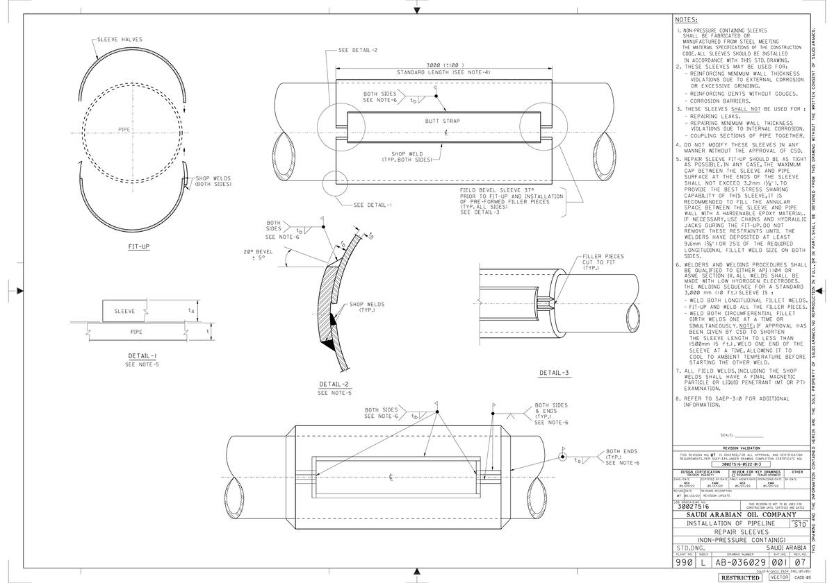 Installation of Pipeline Std Repair Sleeves (AB-036029-001) - Studocu