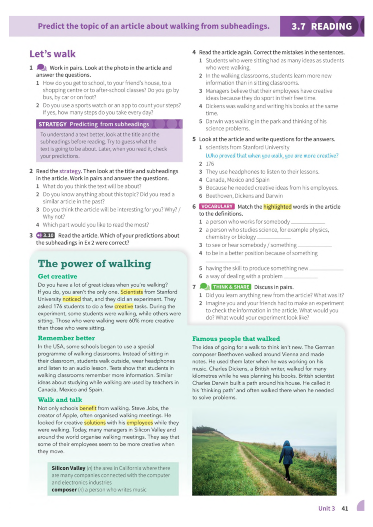Reading Lesson: The Power of Walking for Creativity Exploration - Studocu