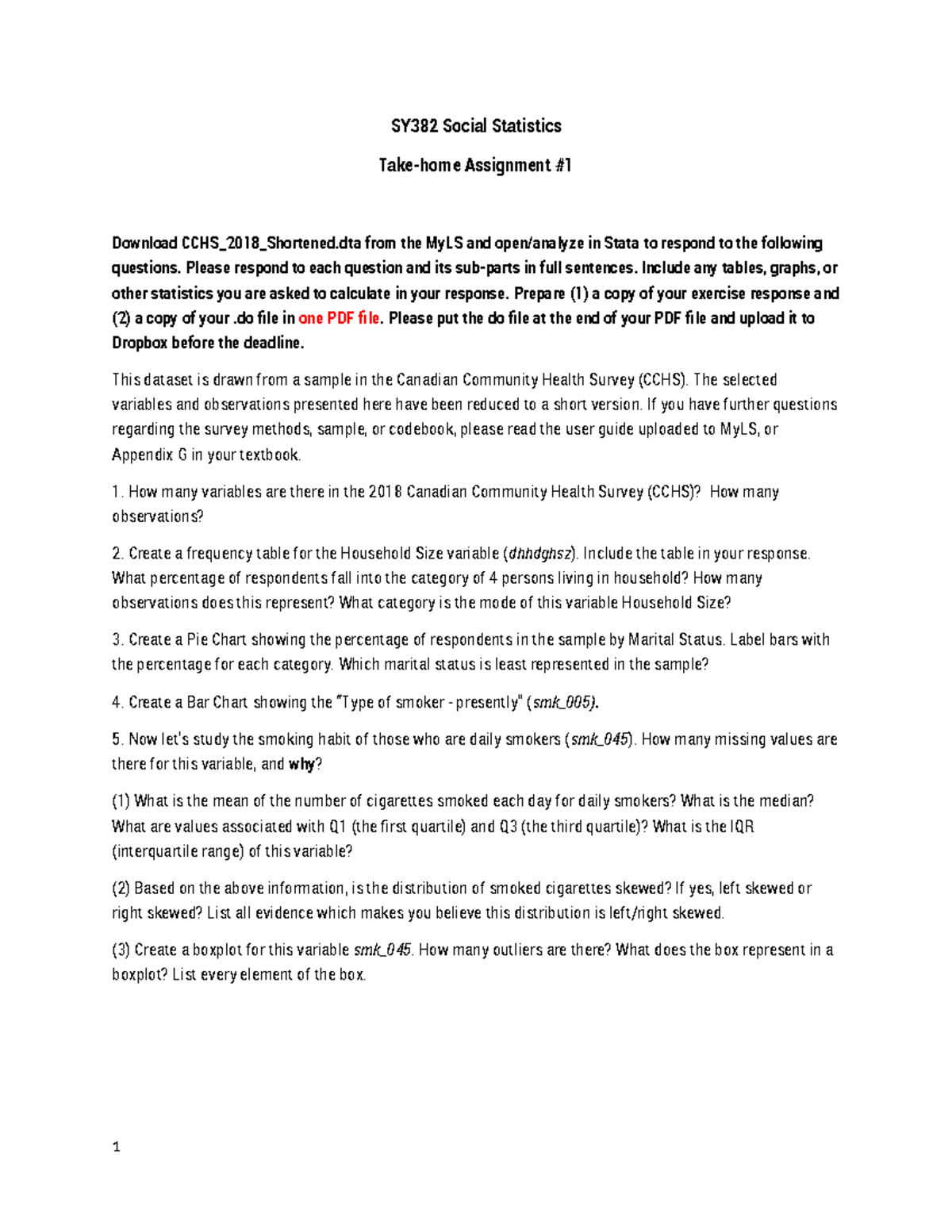 SY382 Social Statistics Assignment: CCHS Data Analysis and Visualization - Studocu