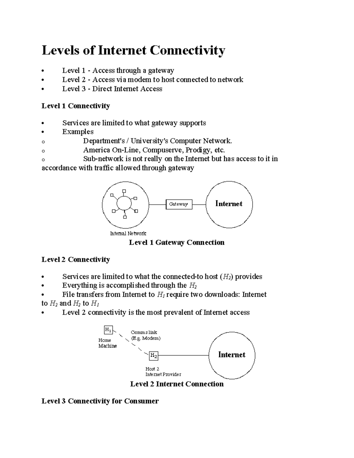 Understanding Internet Connectivity Levels and Types (IT 101) - Studocu