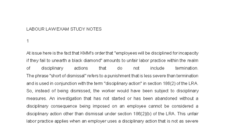 MRL3702 Labour Law Exam Revision Study Notes - Studocu