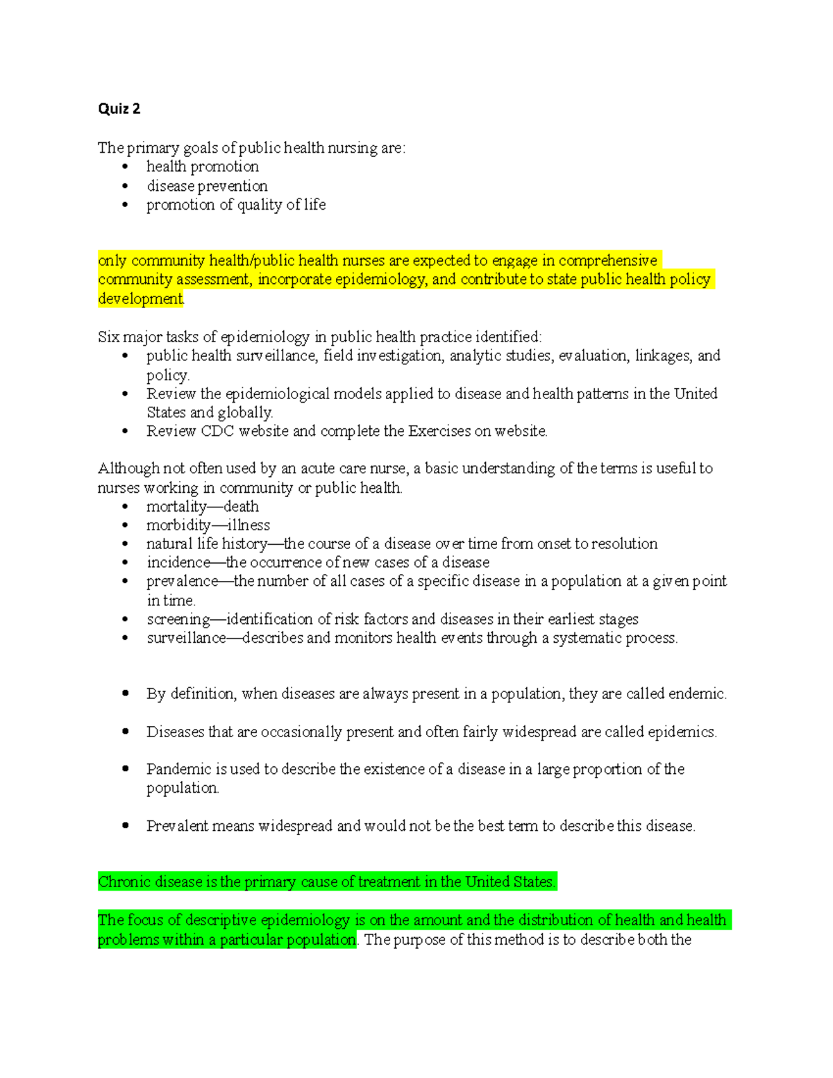 Quiz 2 nr442 - Key Concepts in Community Health Nursing - Studocu