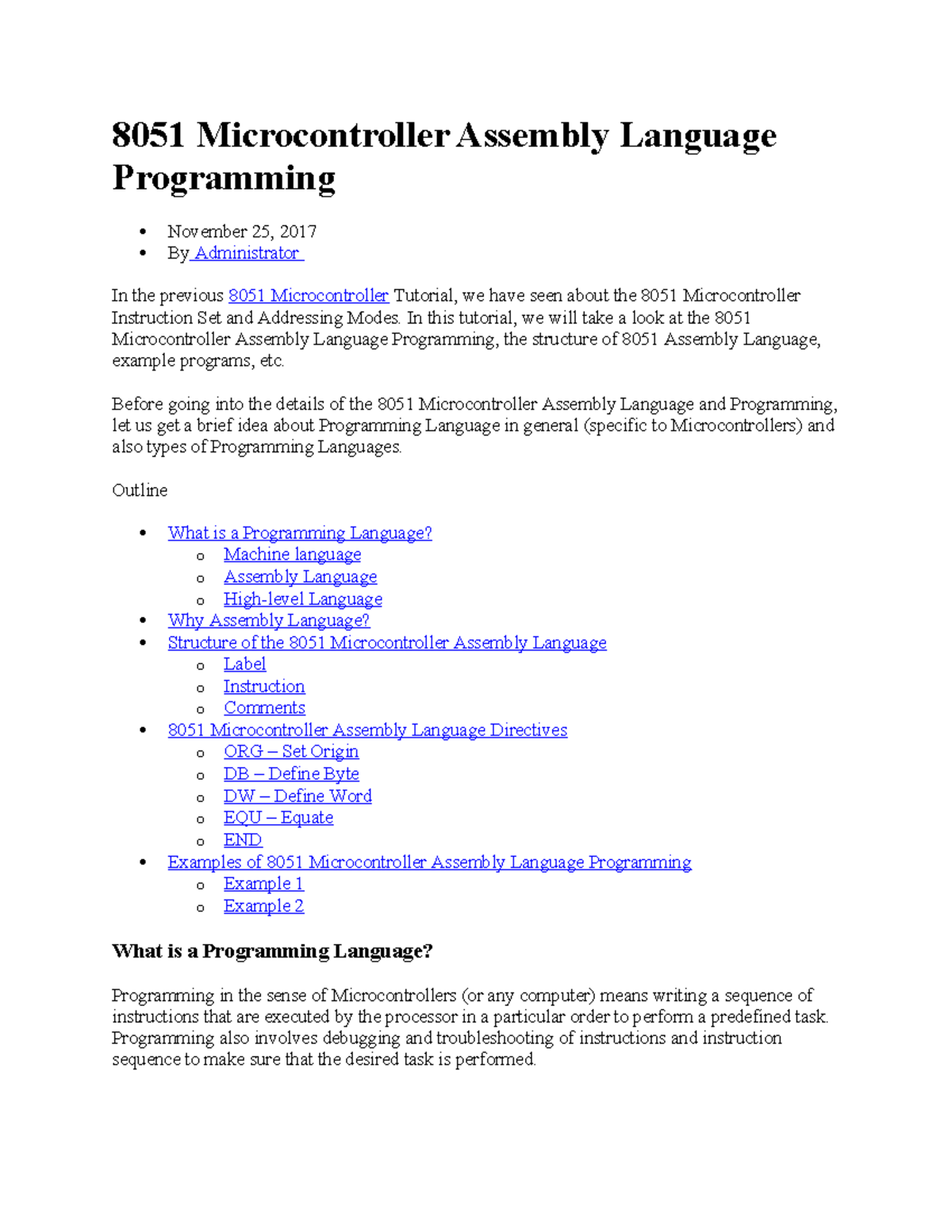 8051 Microcontroller Assembly Language Programming Tutorial Notes - Studocu