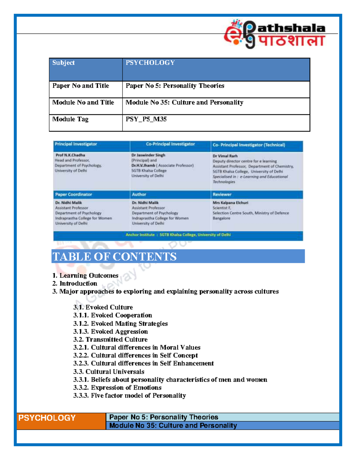 PSY_P5_M35: Exploring Culture's Impact on Personality Theories - Studocu