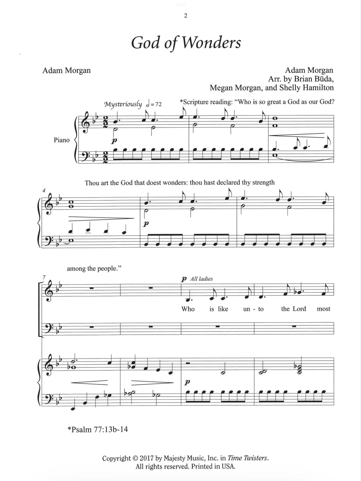 God of Wonders - Adam Morgan Arr. Brian Büda, Megan Morgan, & Shelly ...
