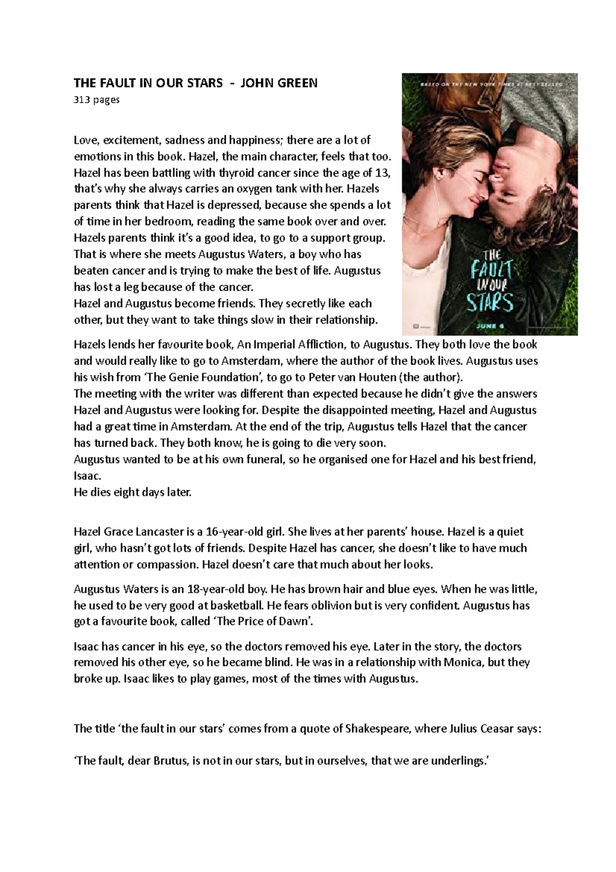 Augustus Letter To Hazel
