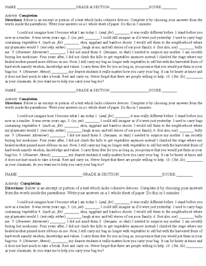 Parallelism Grade 8 Lesson Plan - La Salle University College of ...