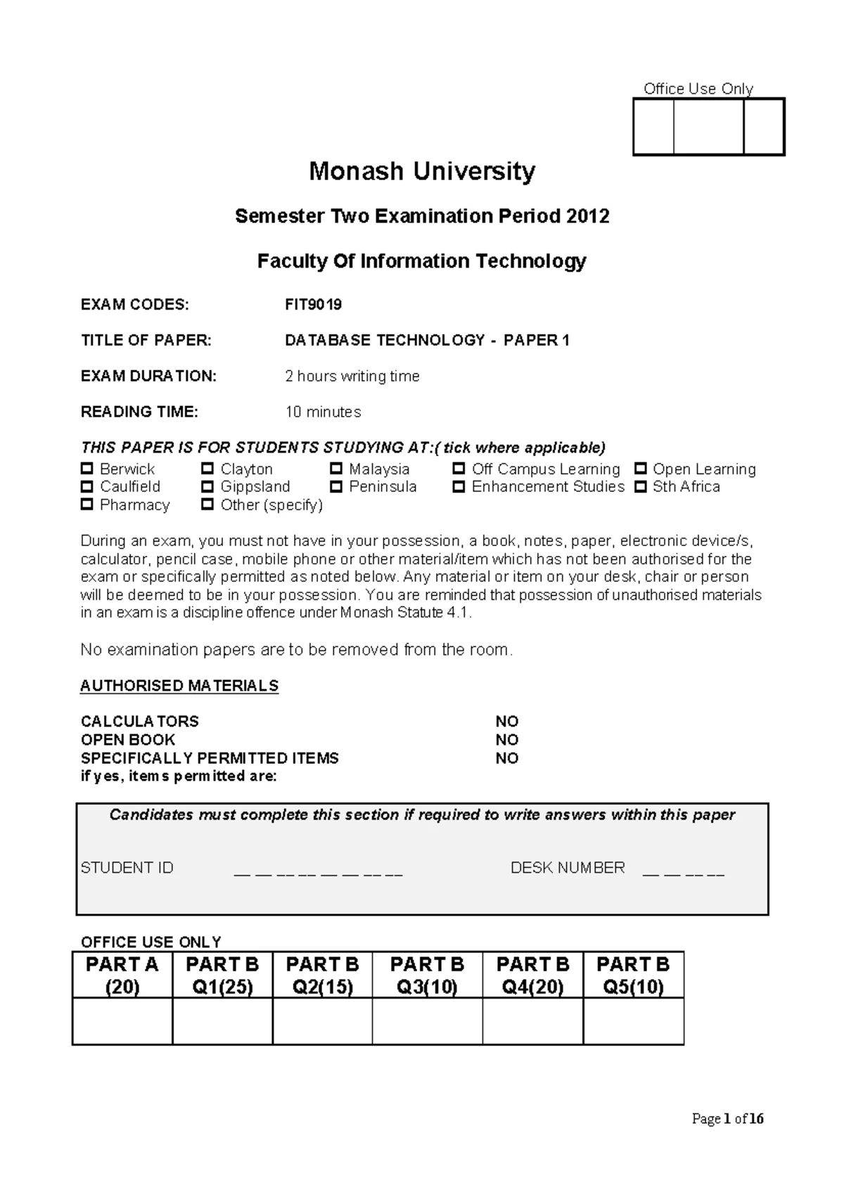 Exam 17 June 2019, questions and answers - SAMPLE EXAM SOLUTIONS ONLY ...