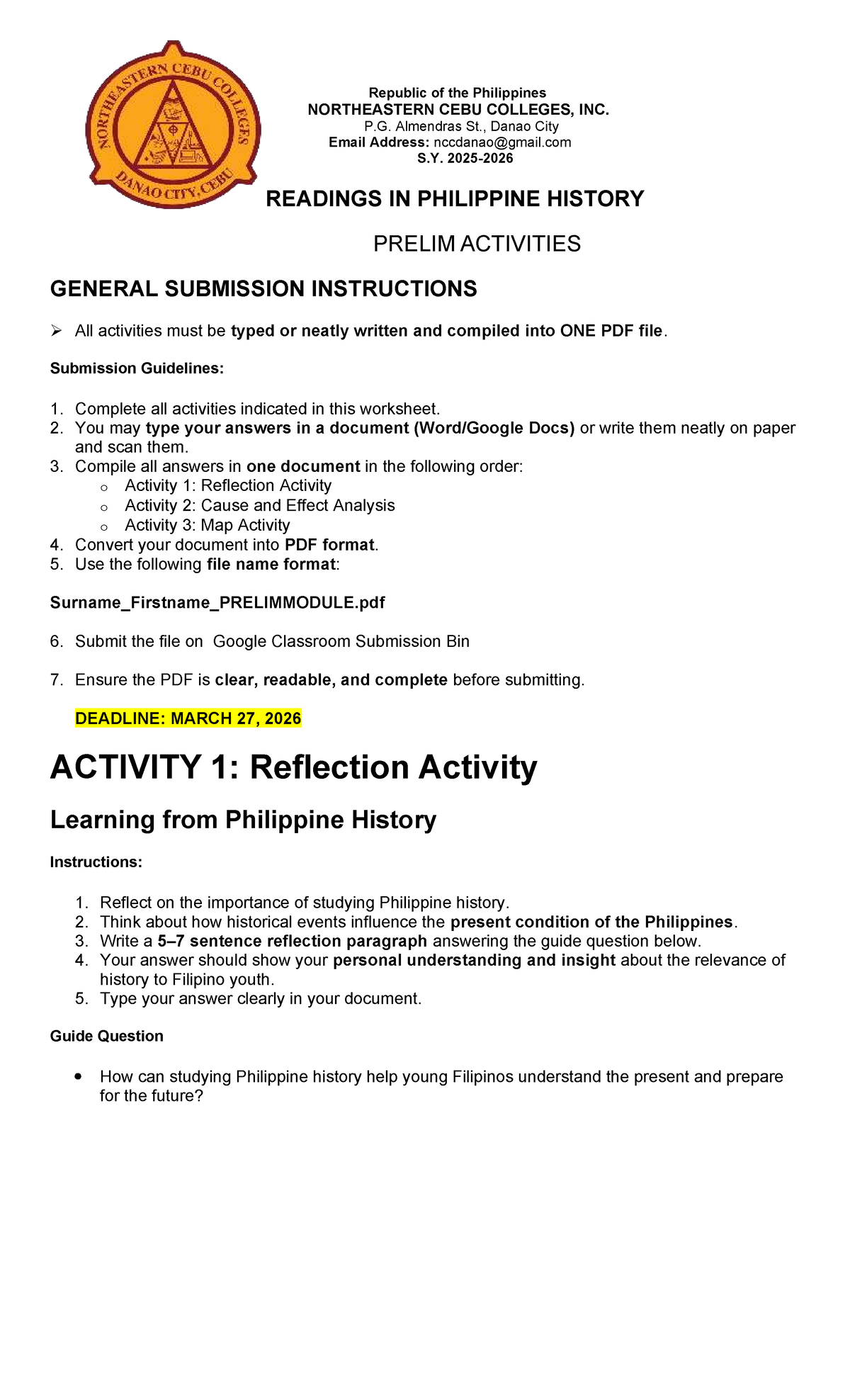 RPH Prelim Activities: Reflection, Cause & Effect, and Mapping Tasks ...