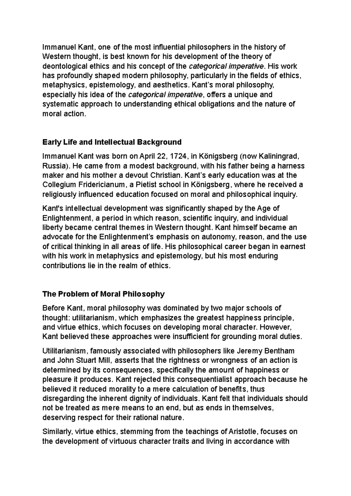 Kant's Categorical Imperative: A Comprehensive Overview and Insights ...