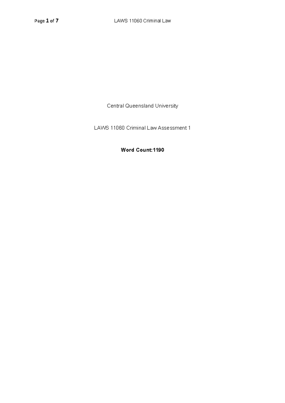 LAWS 11060 Assignment 1 - Bail Application in Criminal Law - Studocu