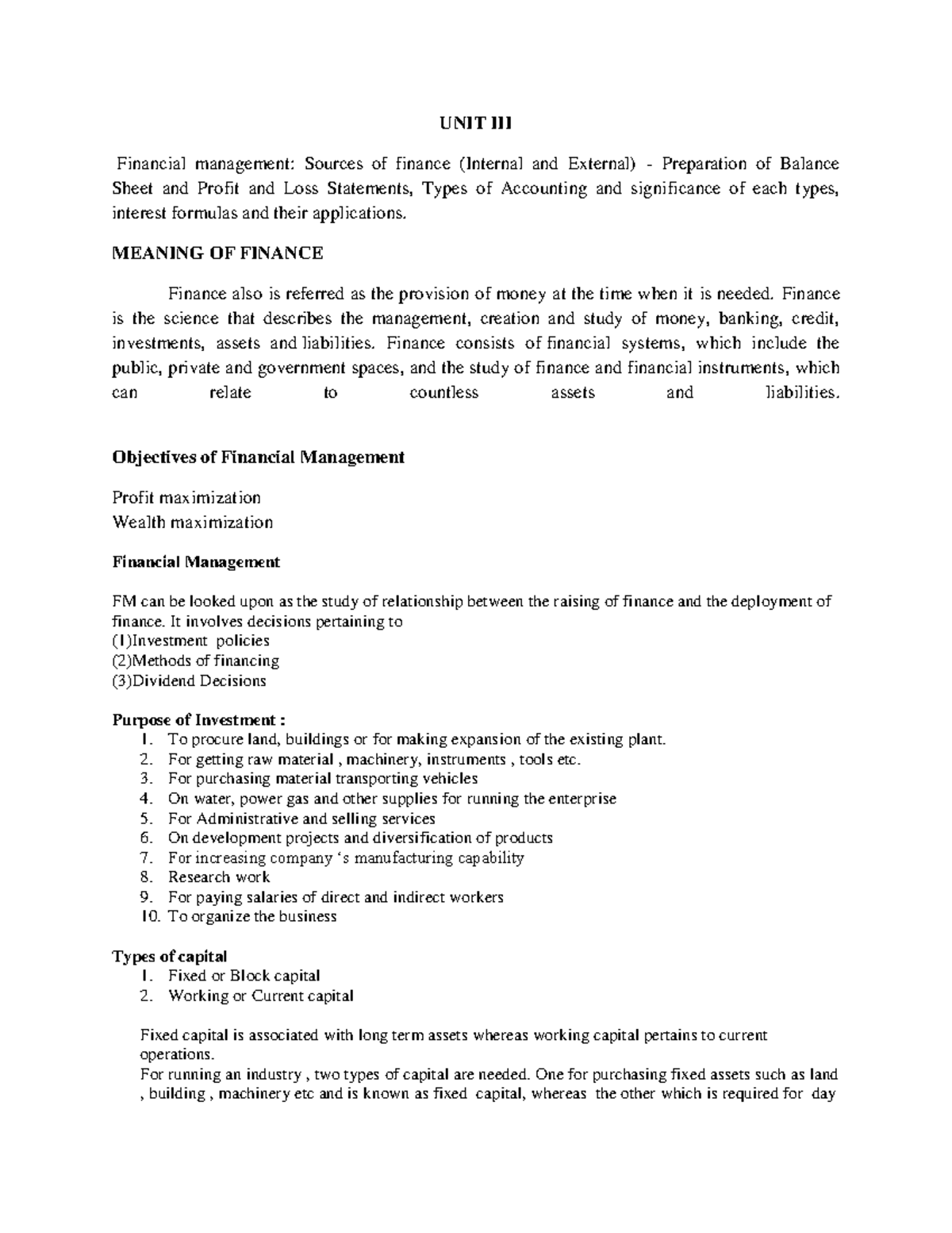 Unit 3 - Engineering Economics & Management: Lecture Notes Summary ...