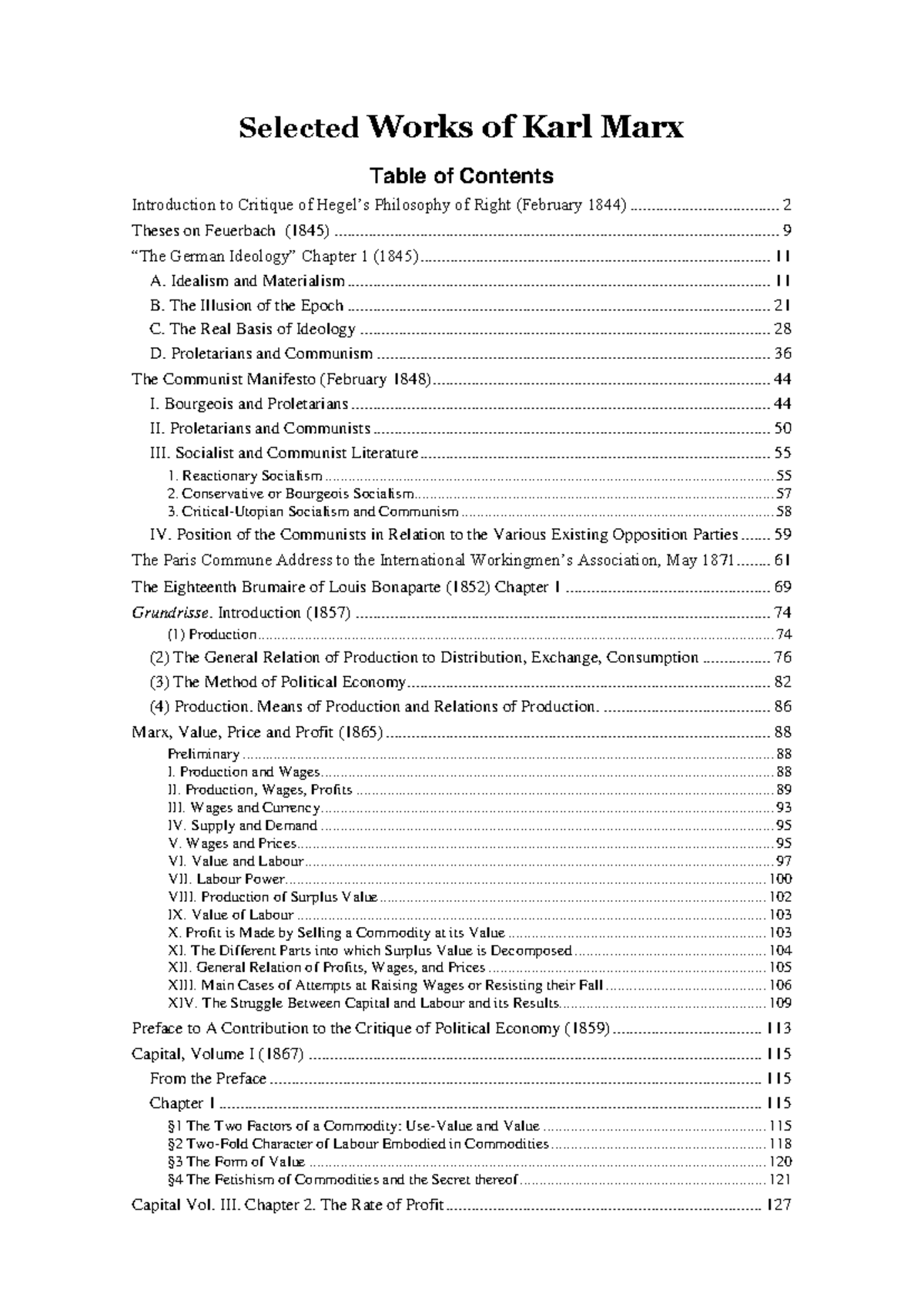 Selected Works of Karl Marx: A Comprehensive Overview of Key Texts ...