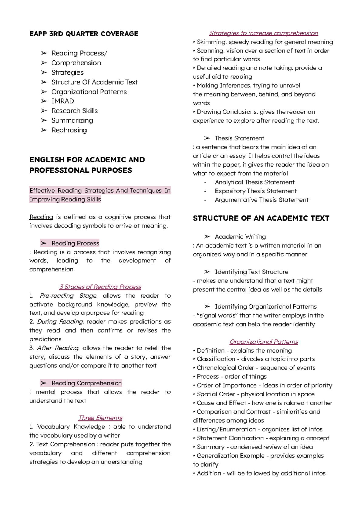 EAPP Reviewer - A review for quarter 1 eapp - EAPP 3RD QUARTER COVERAGE ...