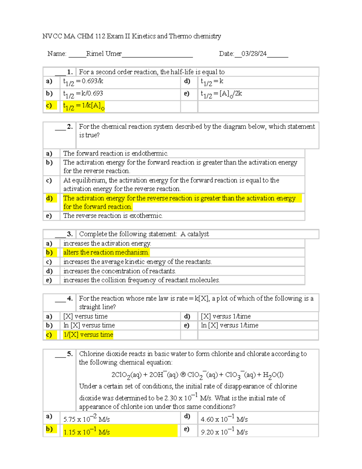 Final Exam CHM 112 - Kinetics and Thermochemistry Study Guide - Studocu