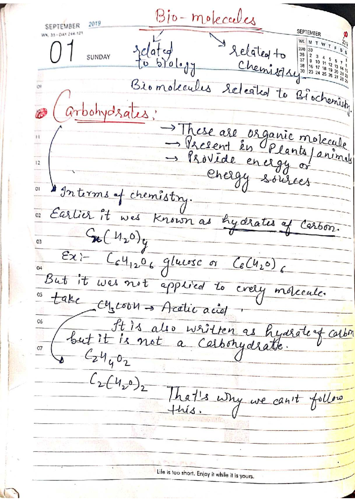 Hand written notes of Biomolecules by Nikita ma'am - Bio. molecules ...