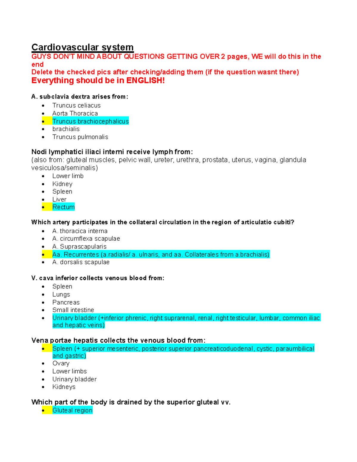 Final Exam Anatomy 7: Cardiovascular System Study Guide - Studocu